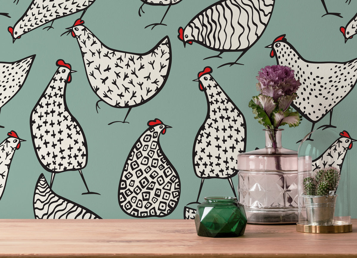 Stylish Chickens Wallpaper – Moose Accents